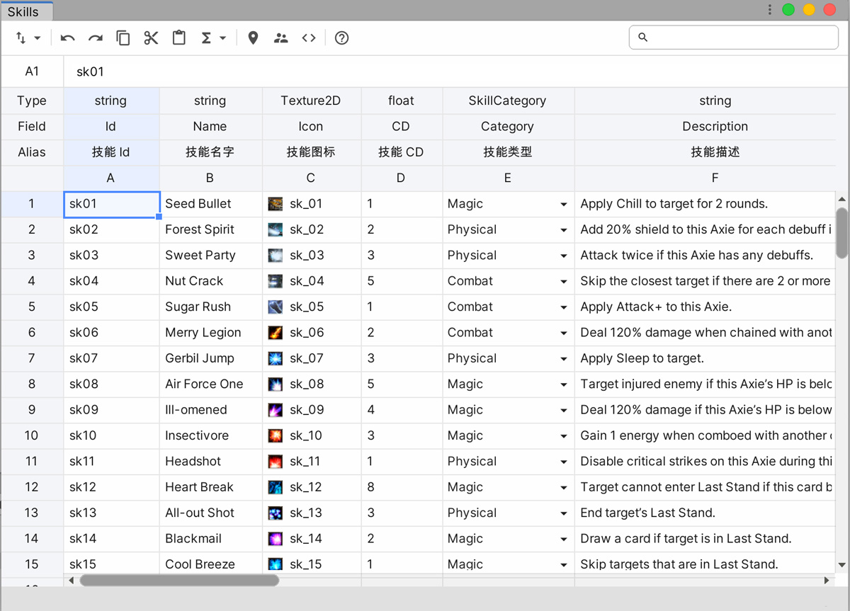 Yade Sheet for Unity